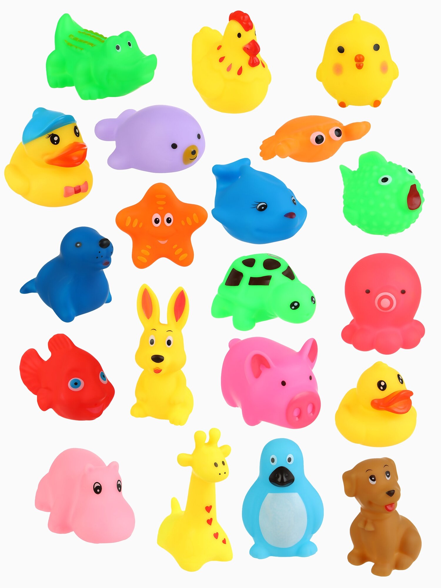 Набор резиновых игрушек для ванны «Малыши», с пищалкой, 20 шт.