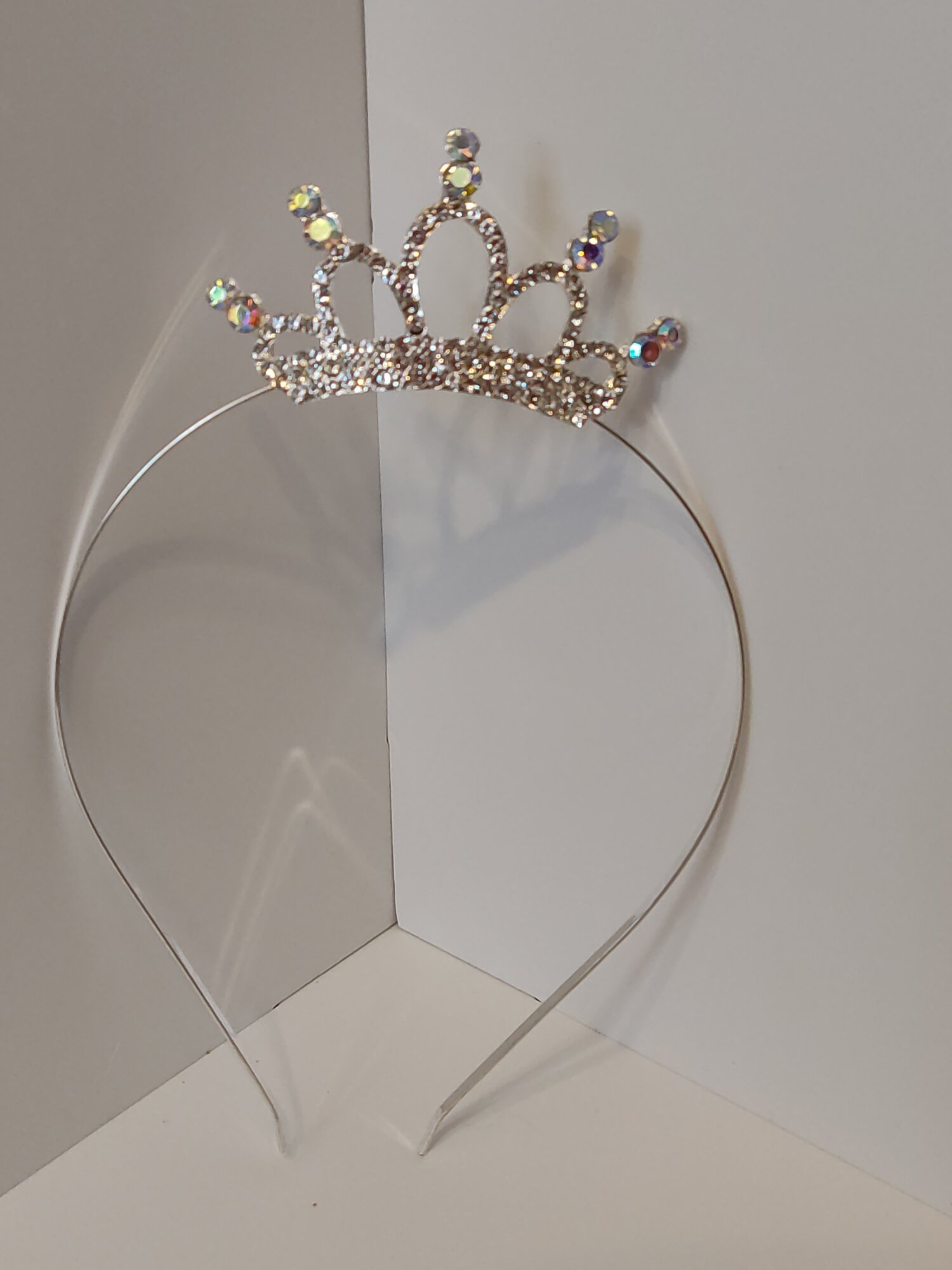 Ободок корона "Принцесса" металл, стразы, серебристый