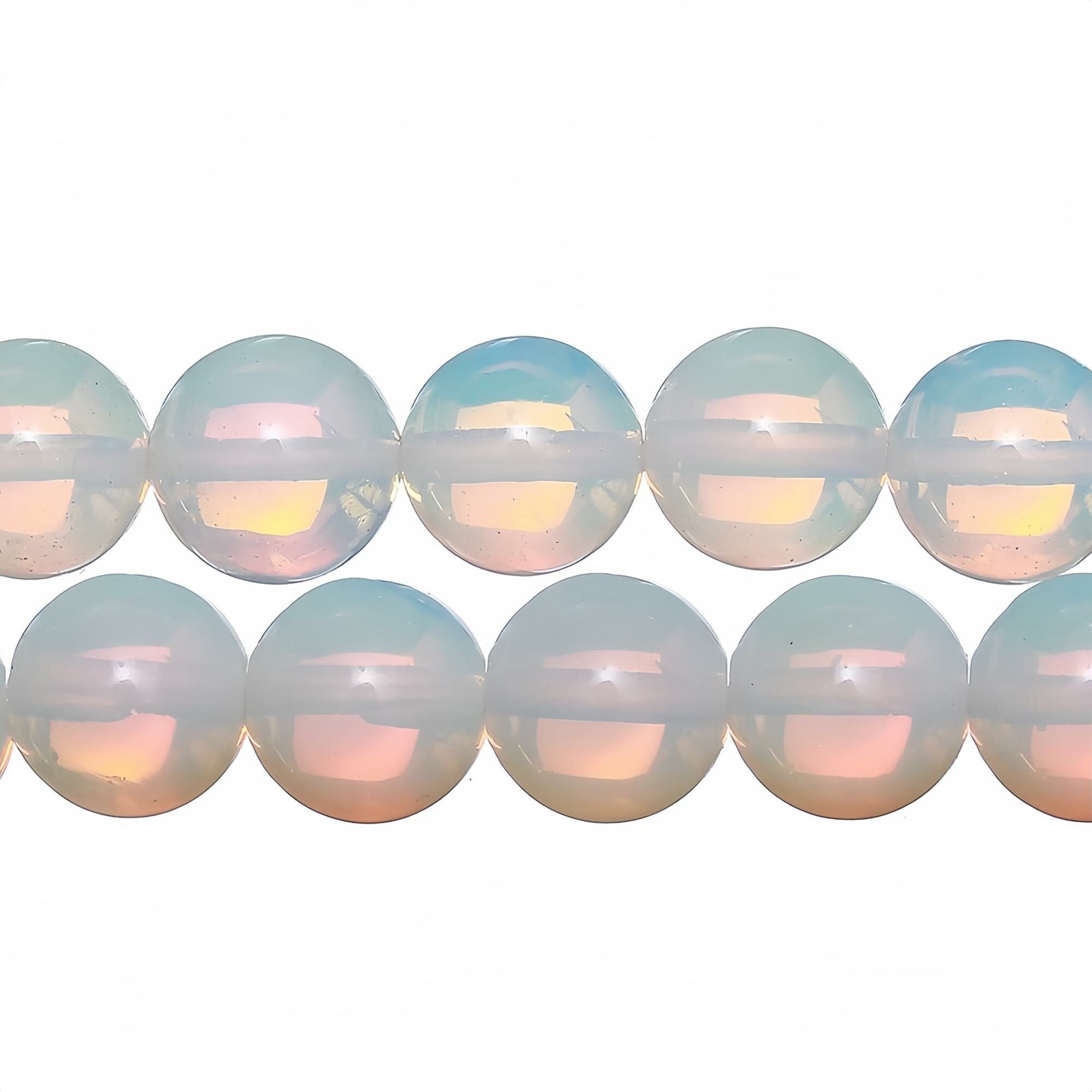 Бусины каменные, лунный камень (имитация), 20мм, 19 шт, низка