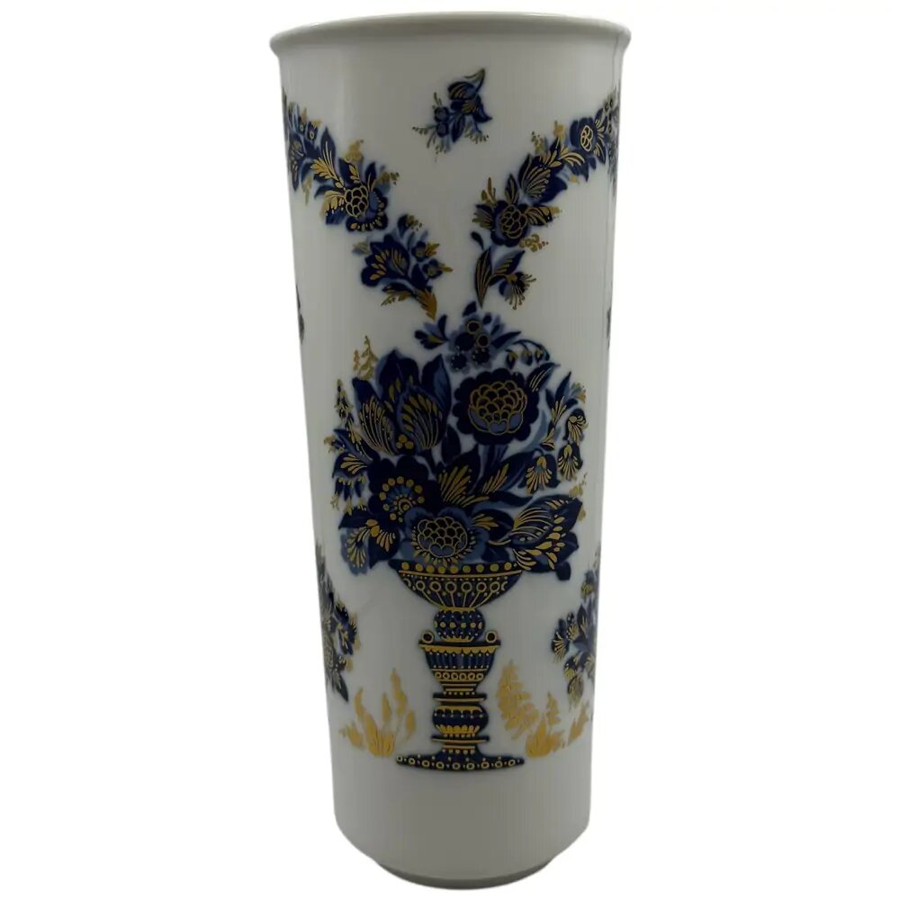 Ваза "Синий букет", 29.5 см, 1960-1976 гг, фарфор, кобальт, позолота, роспись, Heinrich, Германия