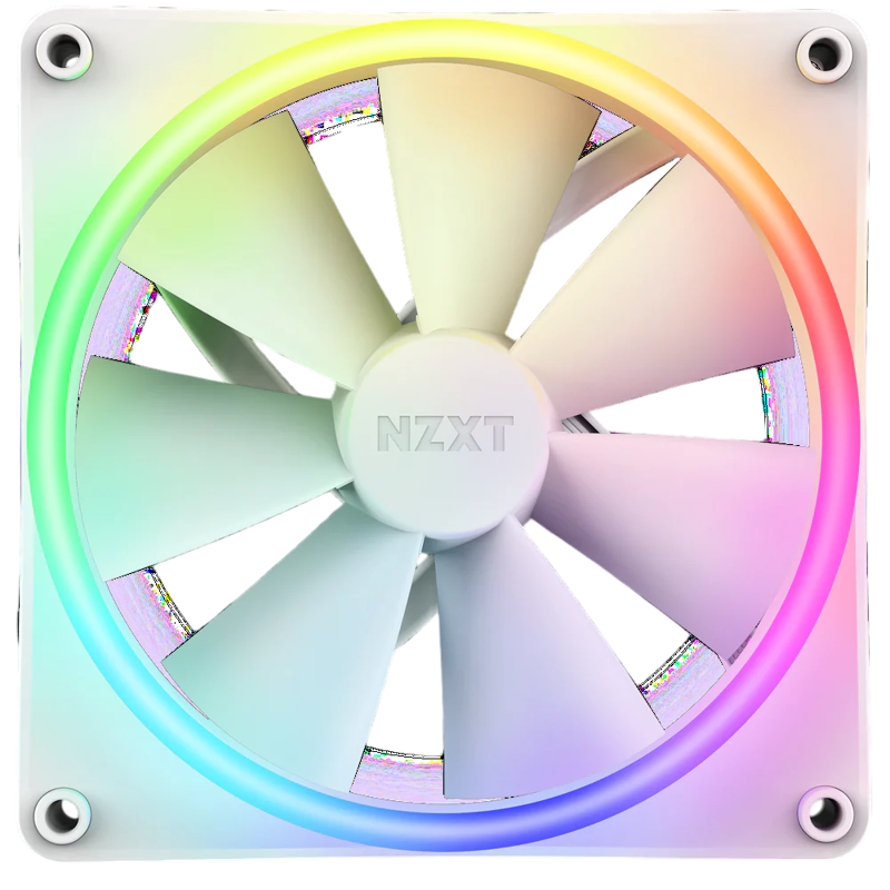 NZXT Вентилятор NZXT F140 RGB Duo White RF-D14SF-W1, d140мм, 500-1800об./мин, подсветка (питание от мат. платы) (ret)