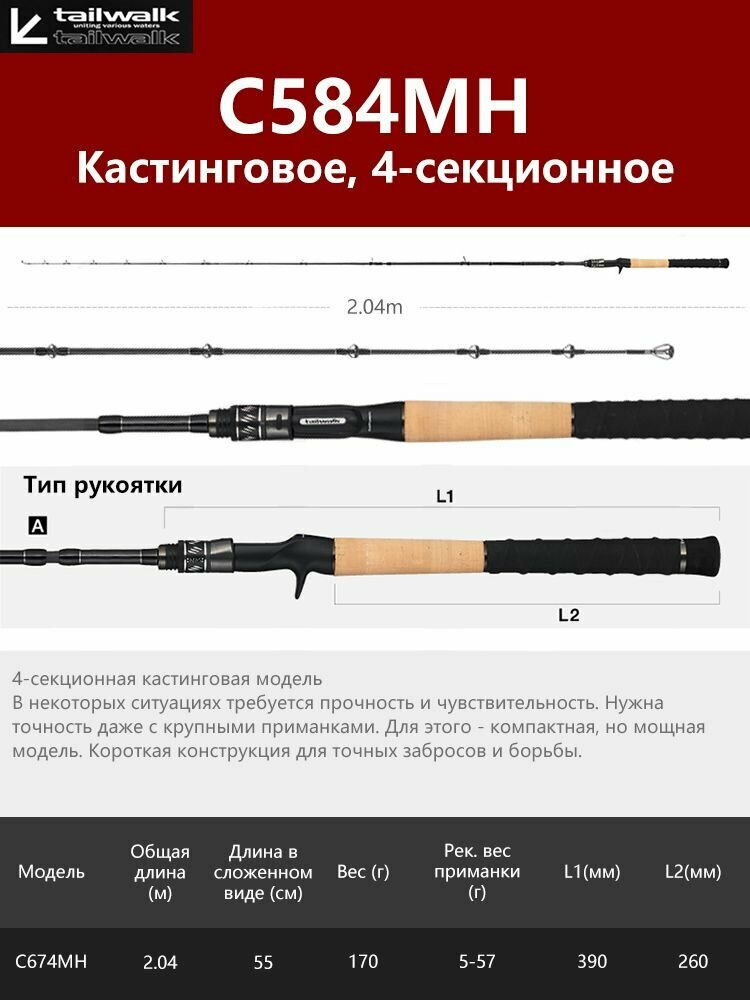 TAILWALK NAMAZON Удилище, карбоновое, портативное, многосекционное, для ловли крупной рыбы