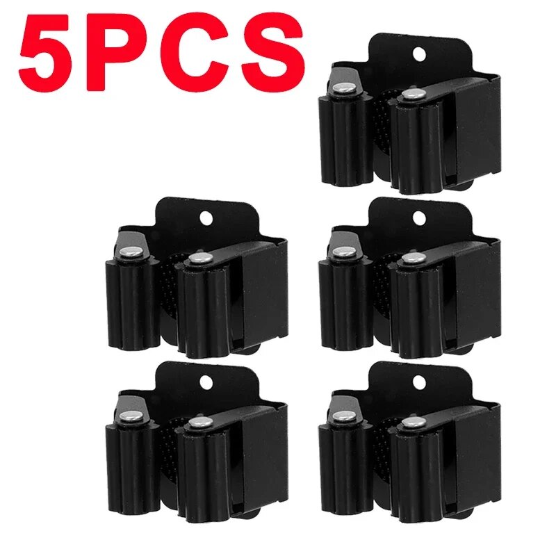 Настенный держатель для швабры из нержавеющей стали Black-(5PCS)