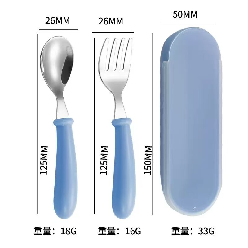 Набор детских столовых приборов в футляре: вилка, ложка