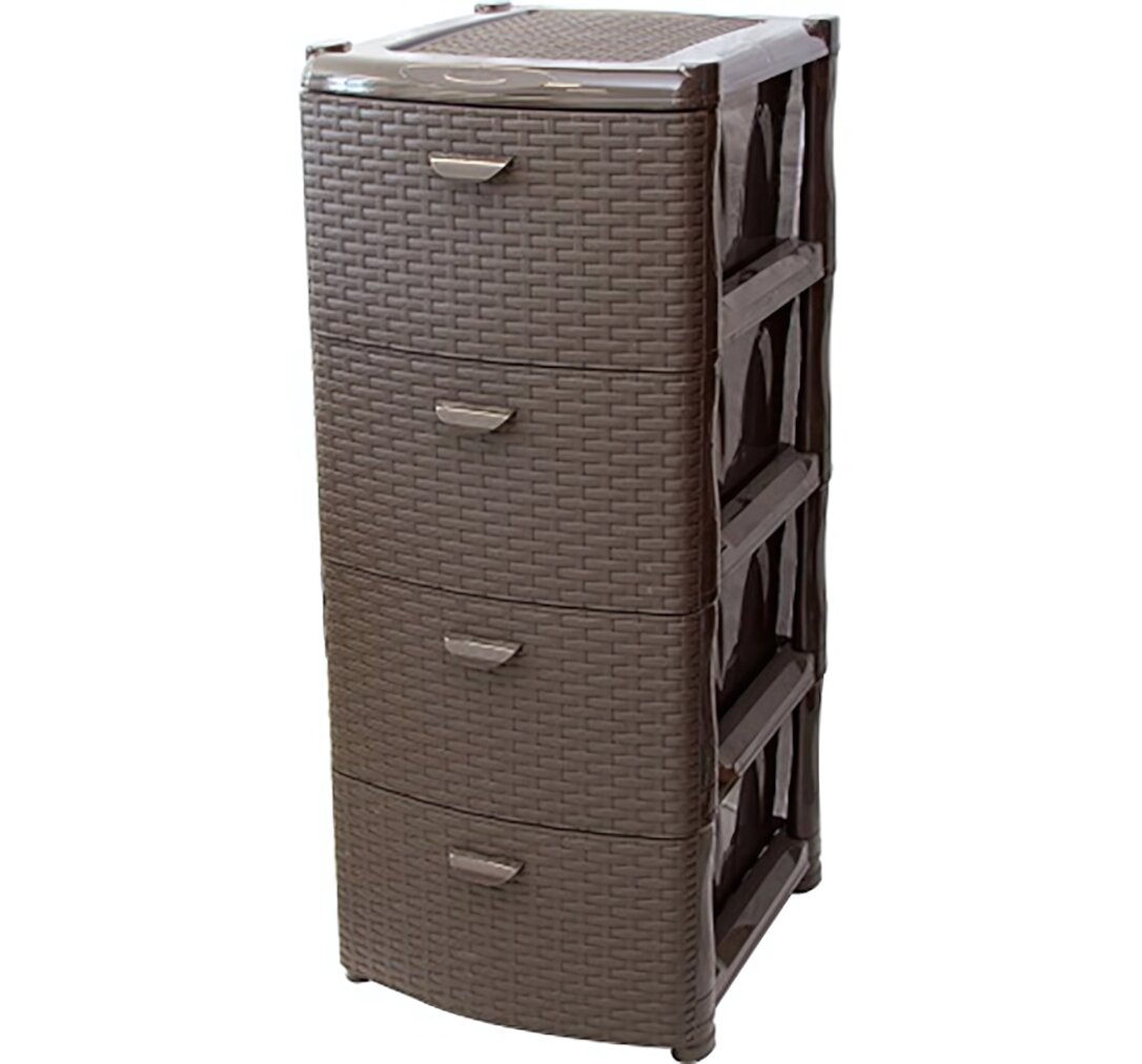 Комод 'М2812' с 4 ящиками, коричневый ротанг, пластик, влагостойкий, 40.5х50.5х96 см