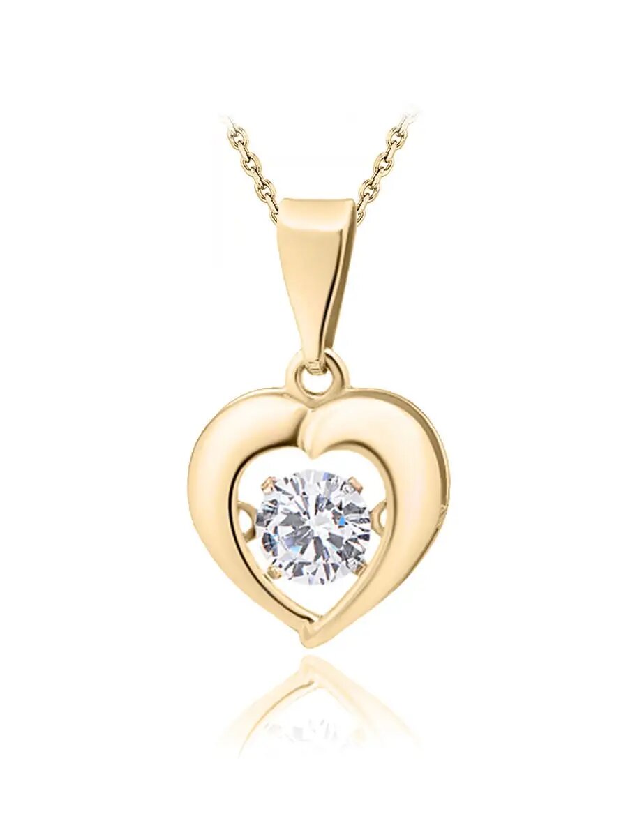 Подвеска, серебро, 925 проба, золочение, фианит