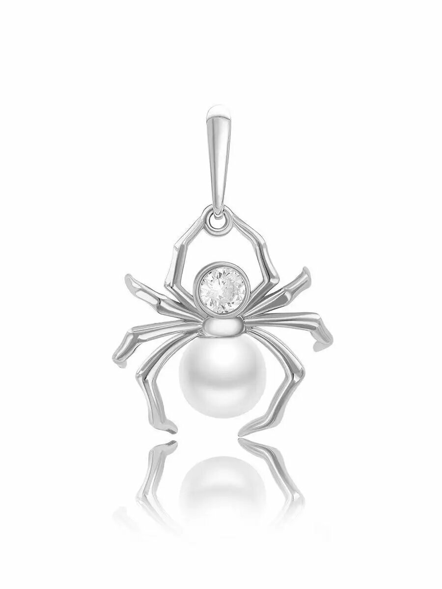Подвеска, серебро, 925 проба, родирование, жемчуг культивированный, фианит