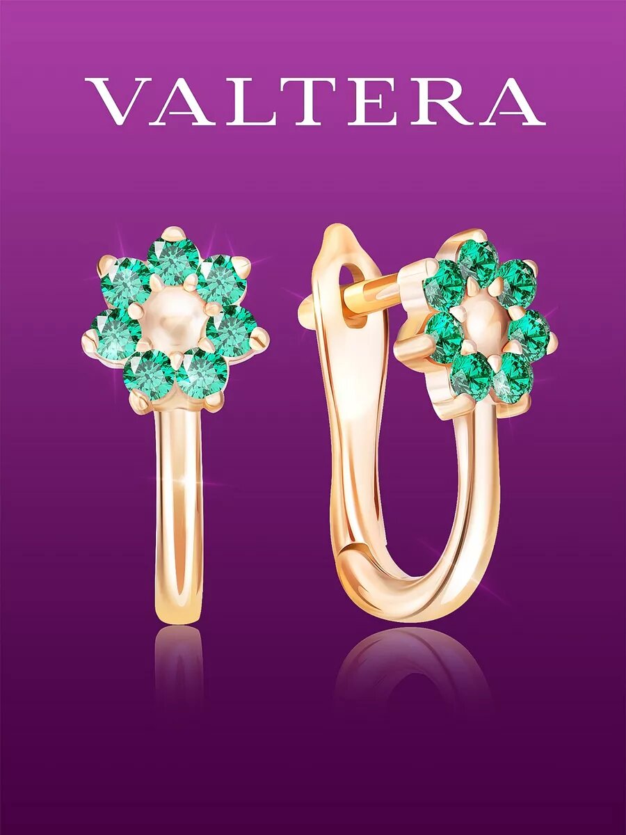 Серьги, серебро, 925 проба, фианит