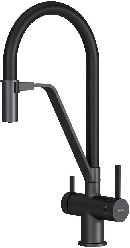 Смеситель для кухни AM.PM Func F8F07822 CoolStart, с подключением к фильтру, гибким изливом, черный матовый