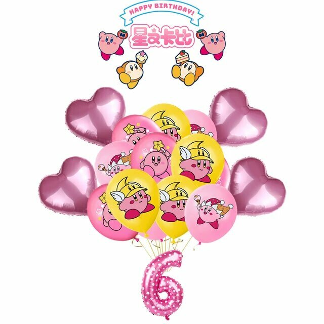 Украшения для детского дня рождения в стиле аниме «Кирби», посуда, праздничные атрибуты, тарелки, салфетки, воздушные шары, подарки для детских праздников