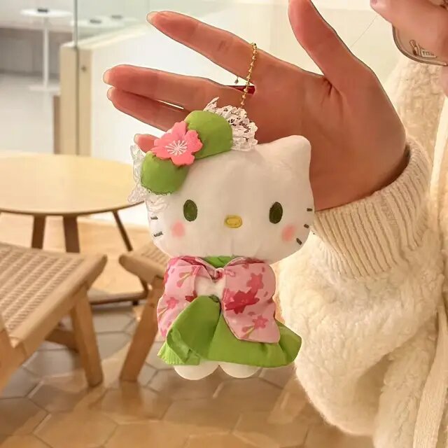 Милое кимоно Hello Kitty, зелёное кимоно, брелок, аниме-рюкзак, подвеска для девочки, игрушка, кимоно KT, декоративный брелок, подарок для пары