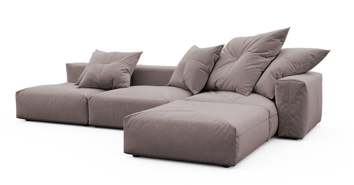 Модульный угловой диван с оттоманкой Фиджи большой Velutto 37