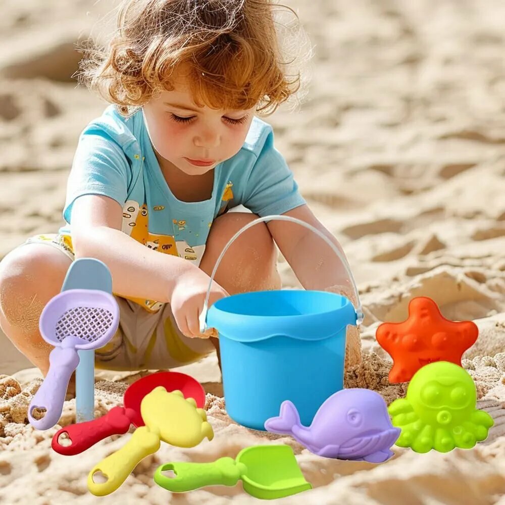 Детские песочницы 8 предметов, ведро для детских пляжных игрушек (мальчиков, девочек