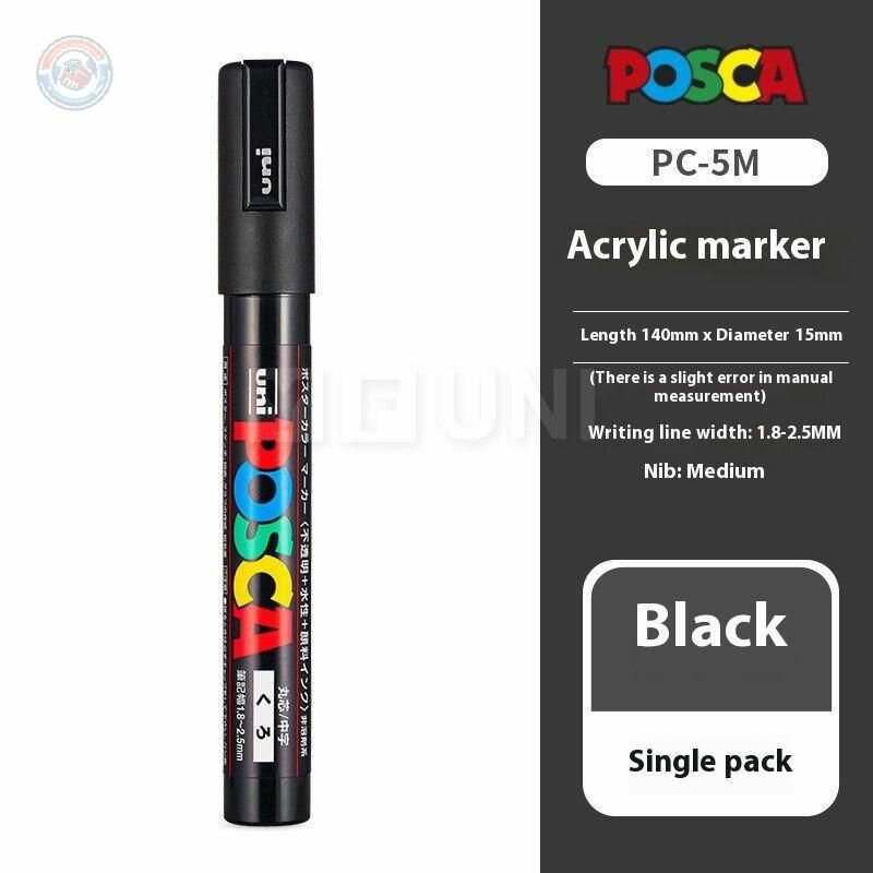 Маркеры Posca PC-5M набор 24 цвета, водонепроницаемые художественные маркеры для рисования на любых поверхностях, тонкий наконечник 1,8-2,5 мм, универсальный набор для творчества