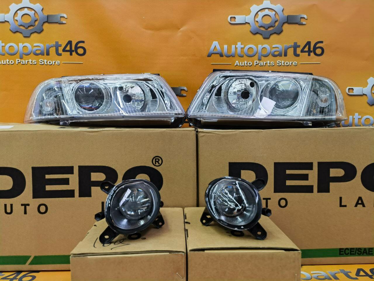 Фары с туманками фольксваген пассат Б5+ passat b5 DEPO отличное качество комплект оптики