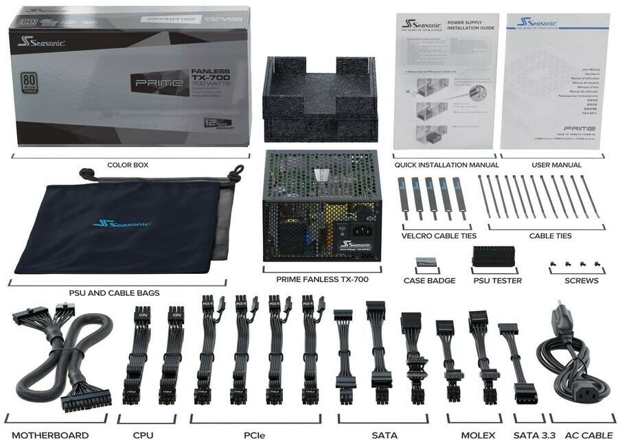 Блок питания Seasonic ATX 700W PRIME Fanless TX-700 80+ titanium (SSR-700TL)