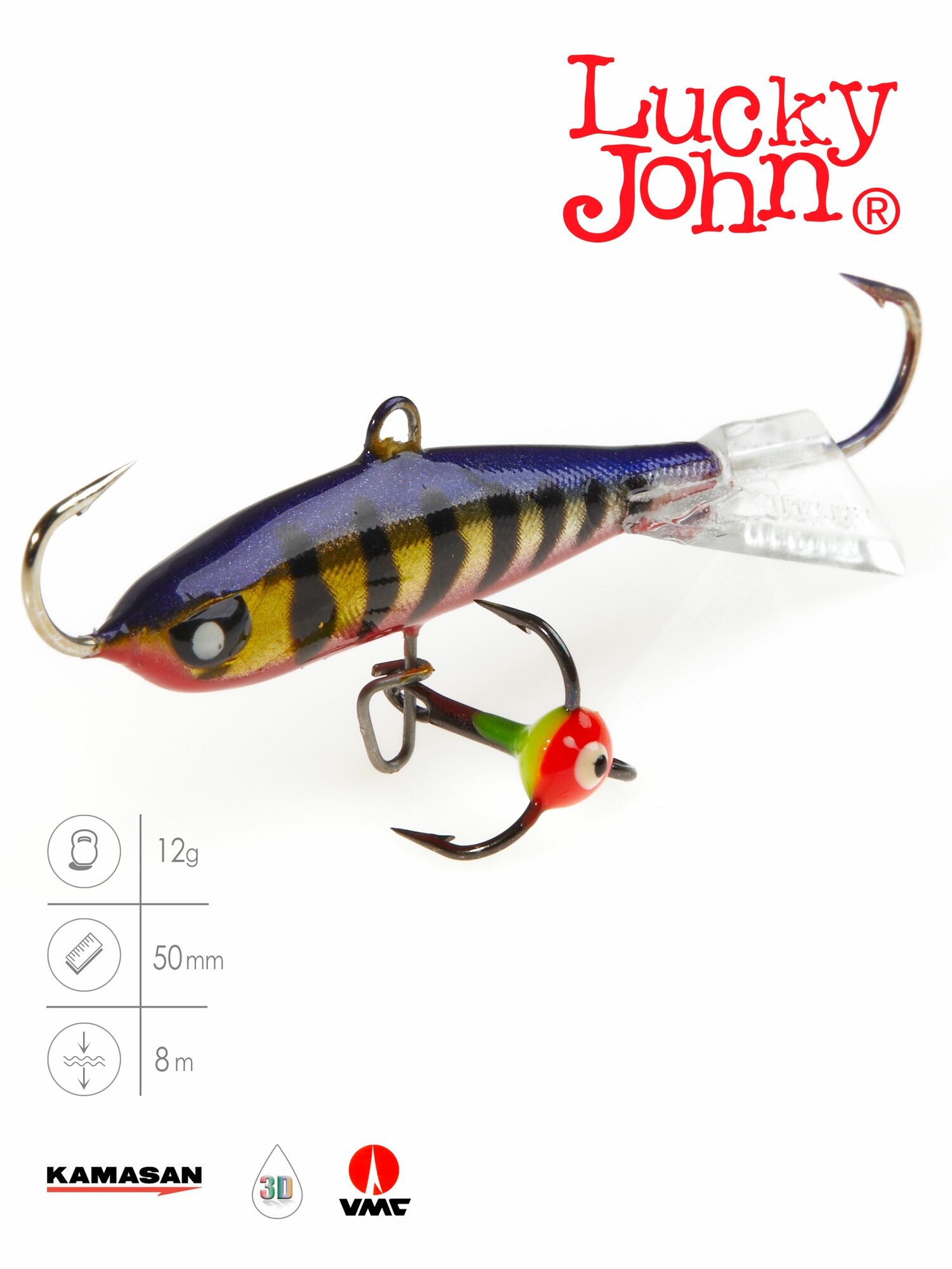 Балансир для зимней рыбалки Lucky John NORDIC 4 с тройником, длина 40мм, цвет 114 / Балансир Лаки Джон на окуня, судака, щуку