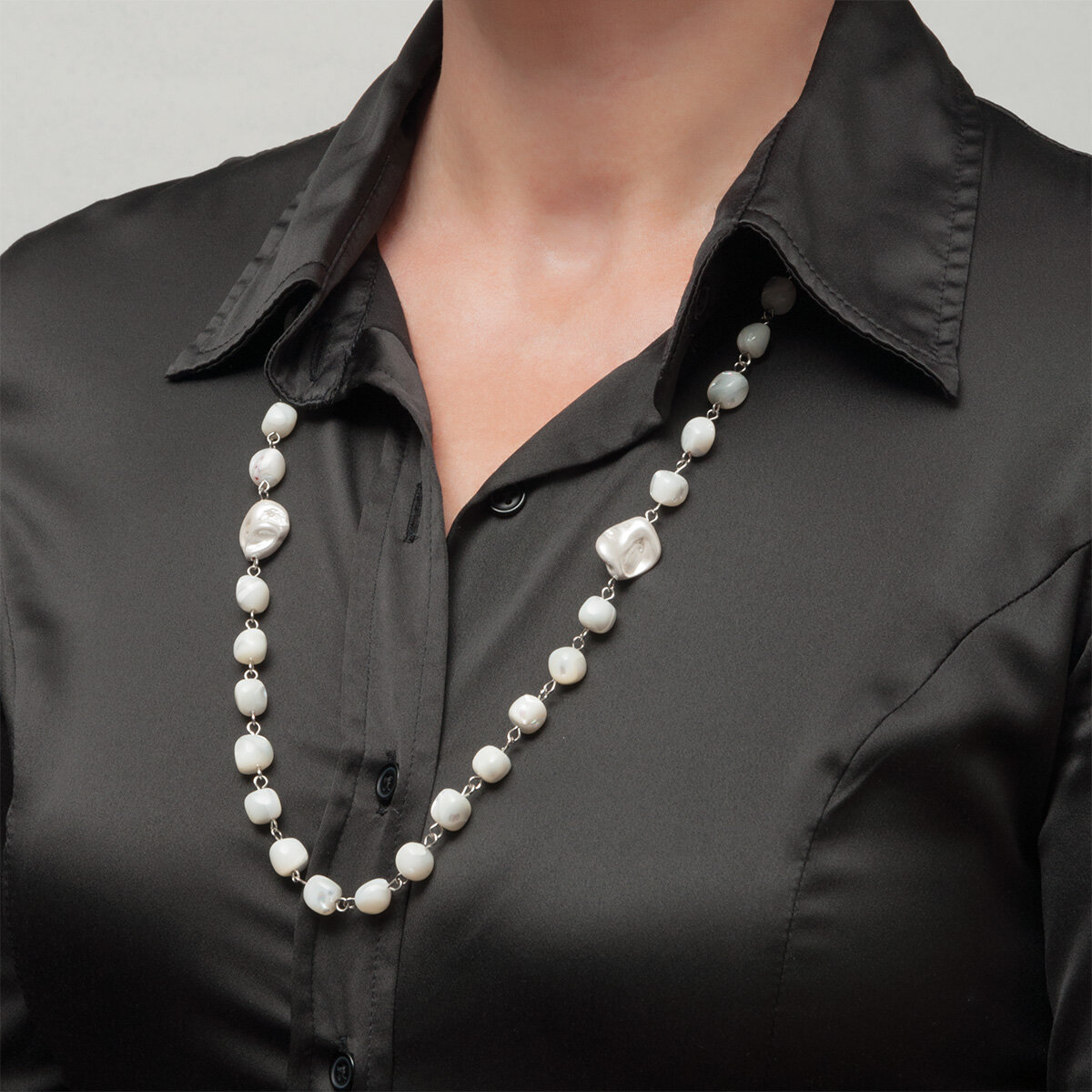 Бусы, агат, перламутр