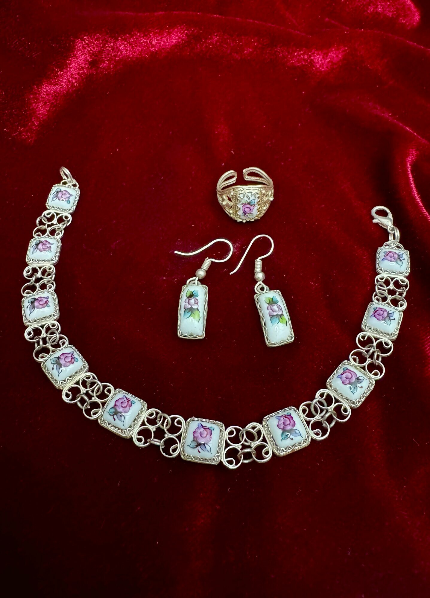 Комплект бижутерии, эмаль, керамика