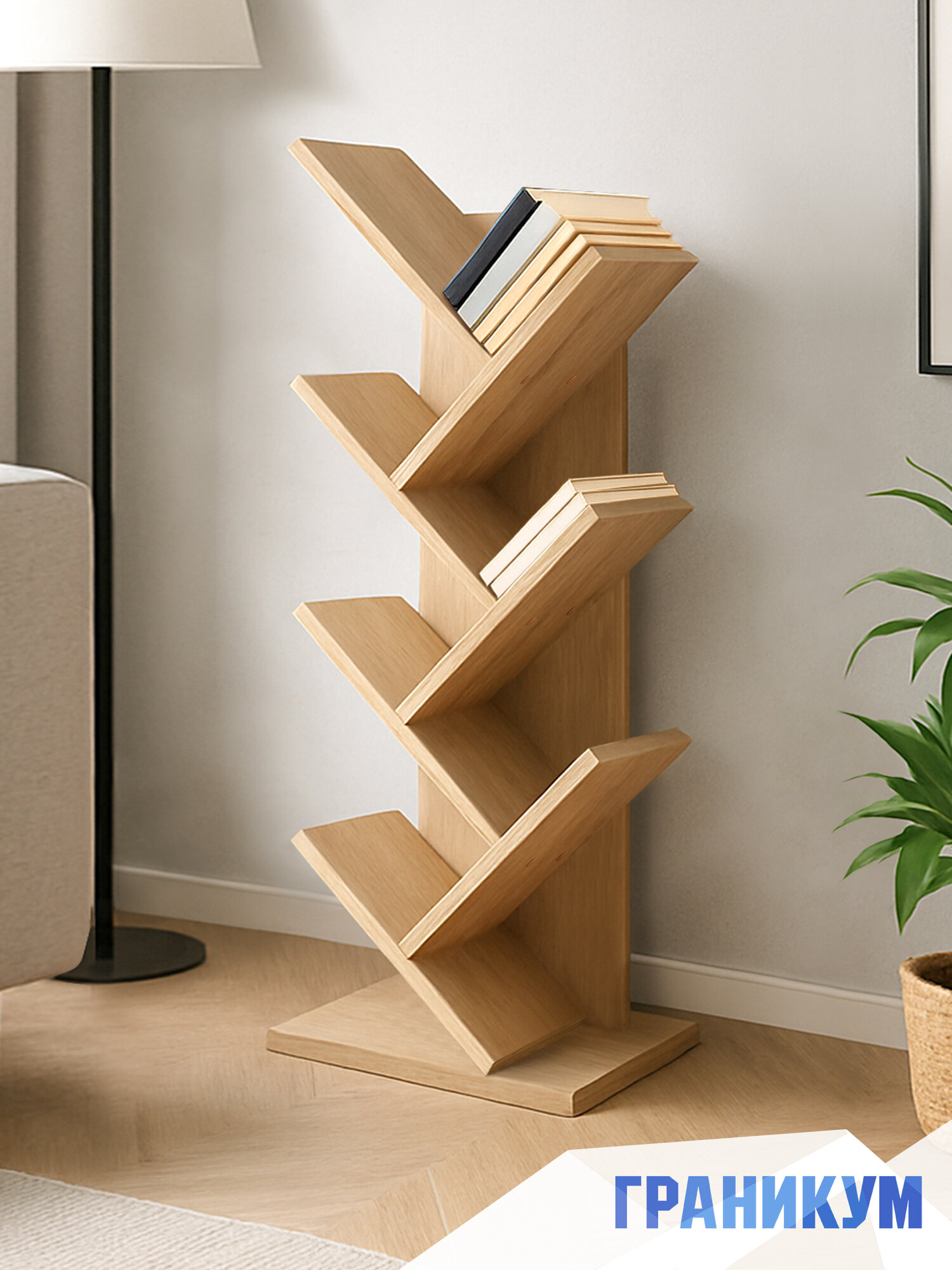 Стеллаж для игрушек и учебников "Агния", напольный, ЛДСП, открытый, 6 полок, цвет дуб