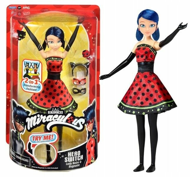 Кукла Playmates Toys Miraculous - Кукла Леди Баг с кнопкой для смены костюма - 50414