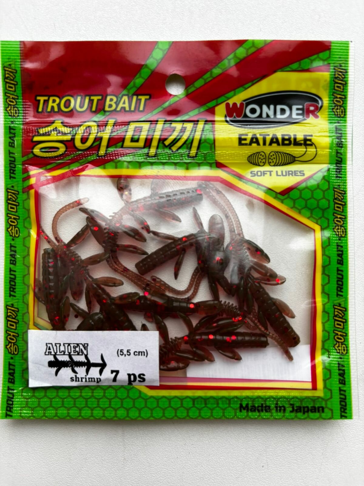 Силиконовая приманка для форели Wonder Trout Bait Alien 5.5см. 7шт. №032
