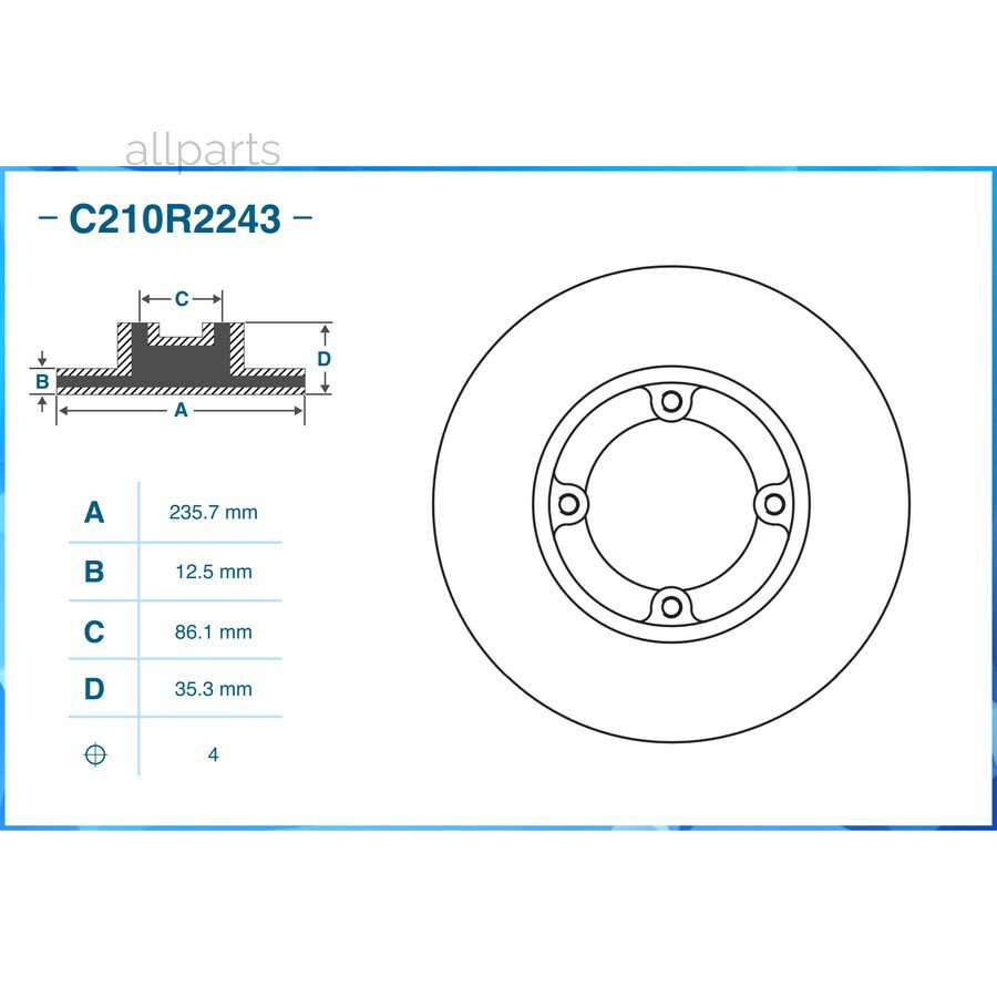 CWORKS C210R2243 Тормозной диск передний