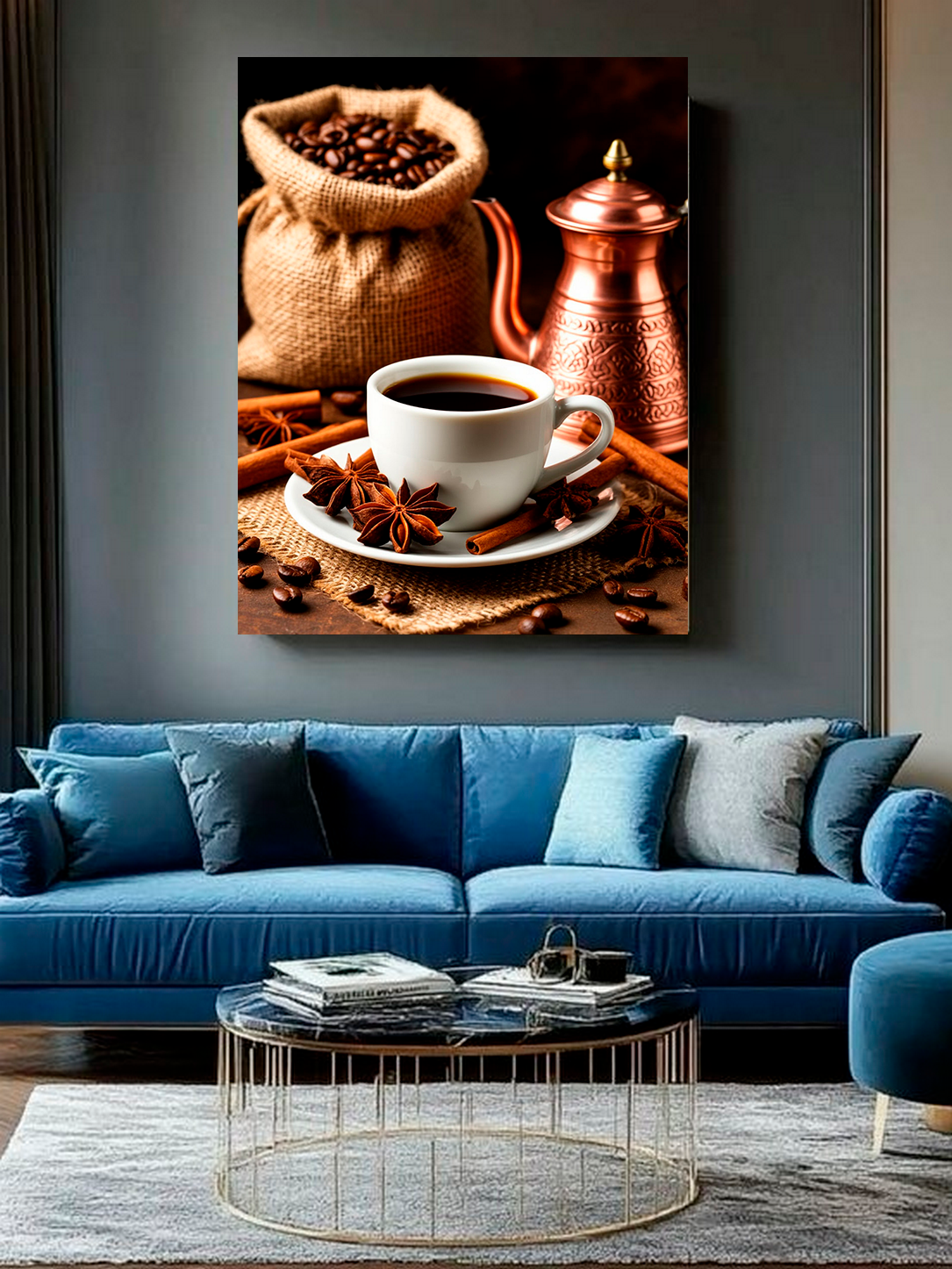 Картина на стену для интерьера "Кофе с пряностями" 40х50 см, холст на подрамнике, InterToys