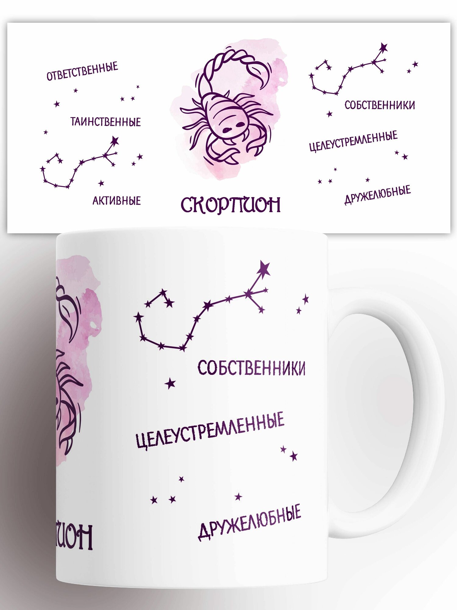 Кружка с принтом Знак зодиака Скорпион 330 мл