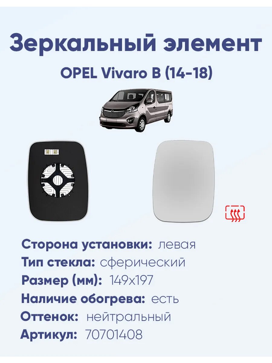 Зеркальный элемент левый OPEL Vivaro B (14-18)A70701408