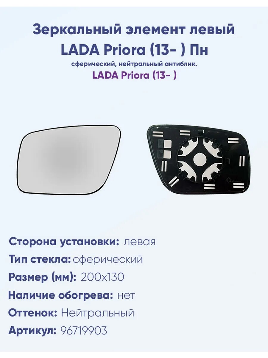 Зеркальный элемент левый LADA Priora (13- ) Пн 96719903