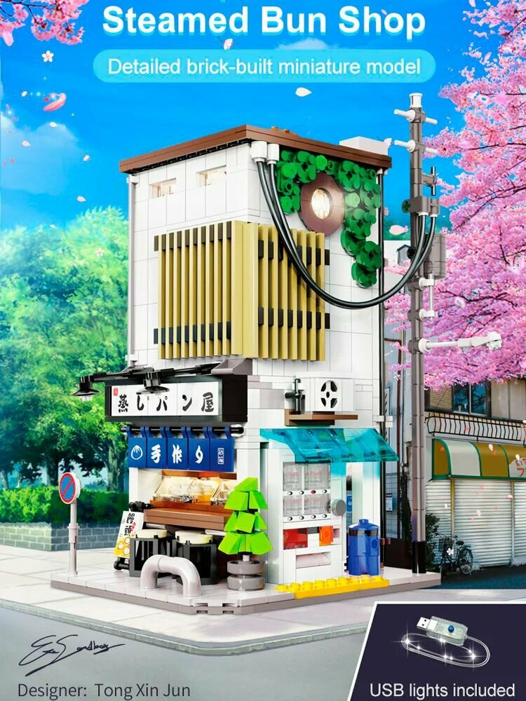Конструктор CaDA магазин японских паровых булочек (1108 деталей) - C66006W