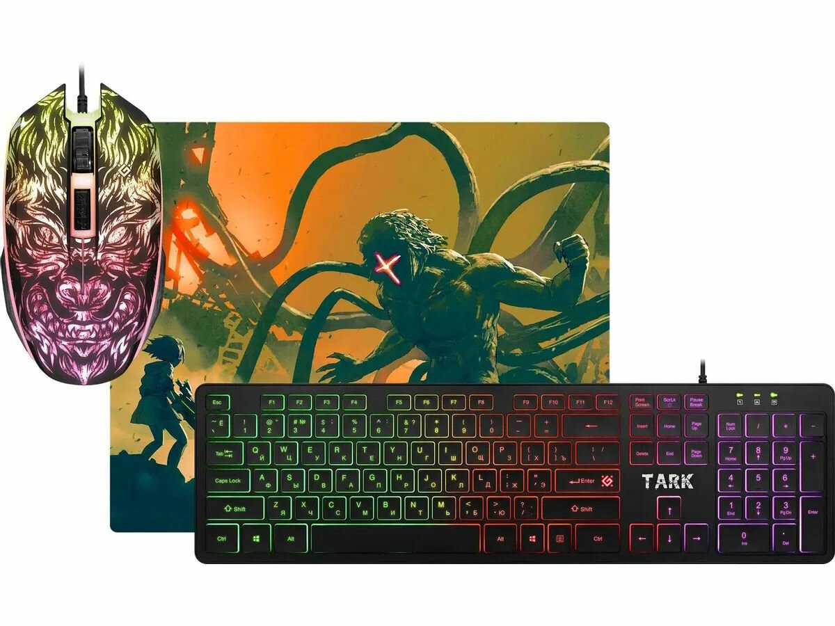 Игровой набор 3-в-1: мышь, клавиатура и ковер для мыши Defender TARK C-779 52779 RU BLACK