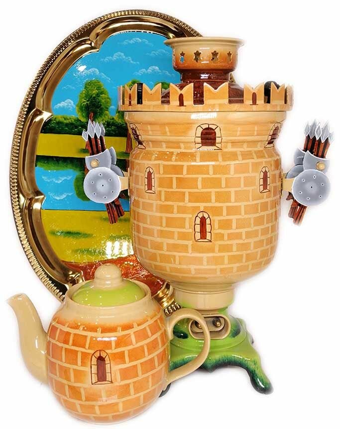 Самовар электрический набор 3 предмета самовар 3 литра "Кремлевские башни"