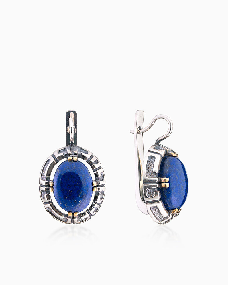 Серьги, серебро, 925 проба, лазурит