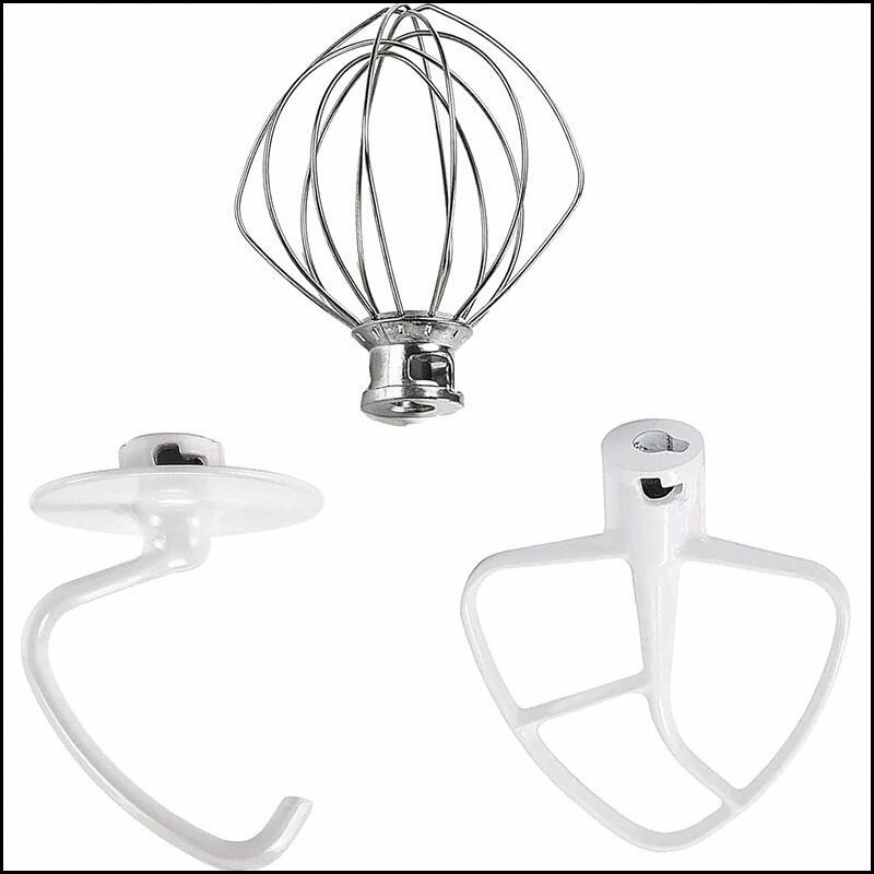 Набор насадок для миксера KitchenAid: крюк для теста, плоский венчик и проволочный венчик