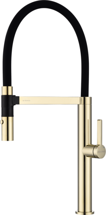 Смеситель для кухни Paulmark Leader Le214101-G с гибким изливом, золото