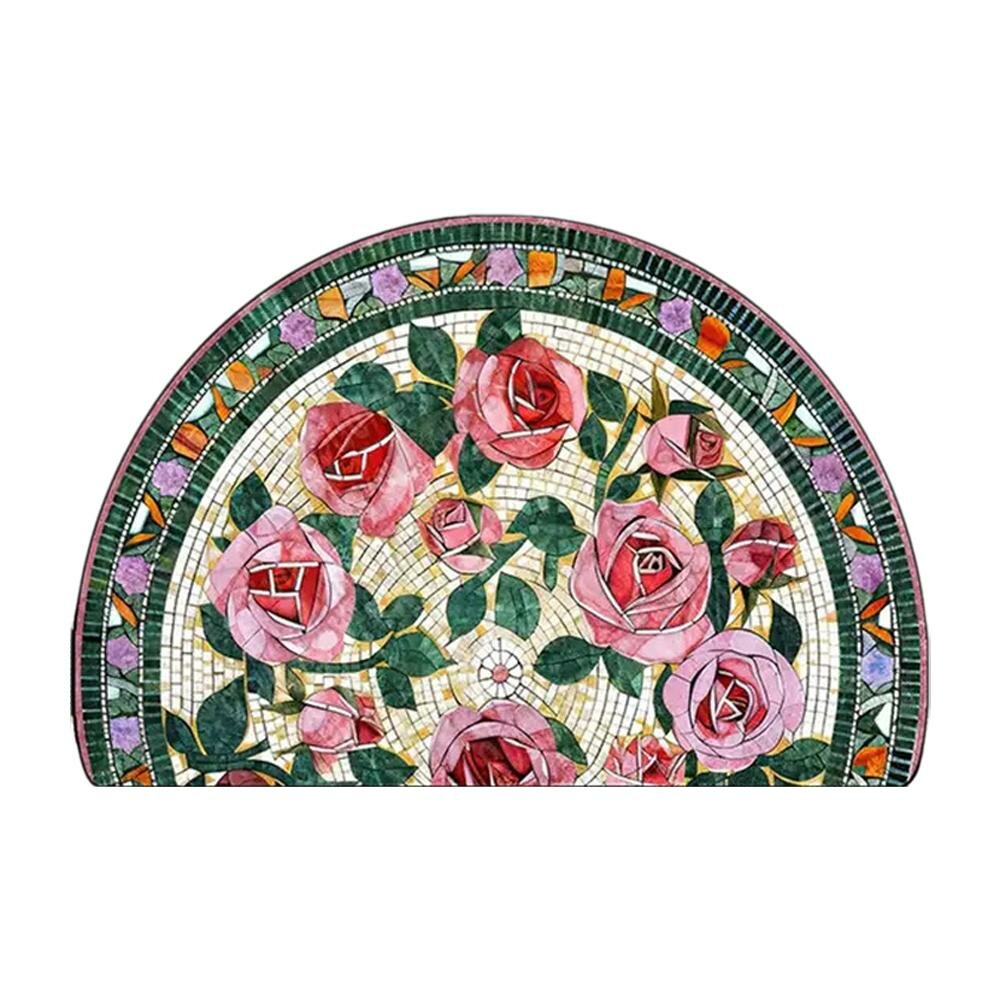 Полукруглый придверный коврик в этническом стиле, размером 23,64 x 15,76 дюймов, в винтажном европейском стиле, нескользящий мягкий коврик для входной двери, для гаража, патио и дома.