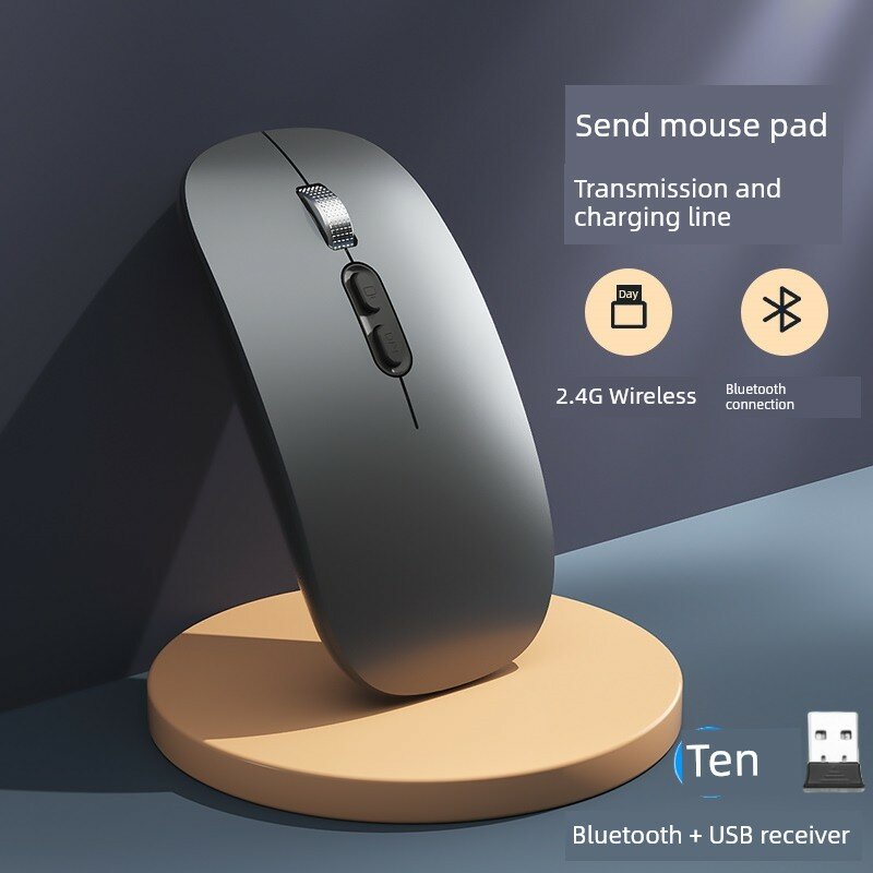 Беспроводная мышь Bluetooth, бесшумная, перезаряжаемая, мышь для игр, офиса, дома, настольного компьютера, ноутбука,