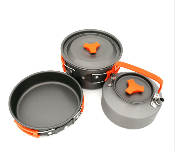 DS-3080 Набор для чая на 2-3 человека из алюминиевого сплава Котелок для походов Набор посуды для открытом воздухе Прямые продажи от завода Цвет фотография