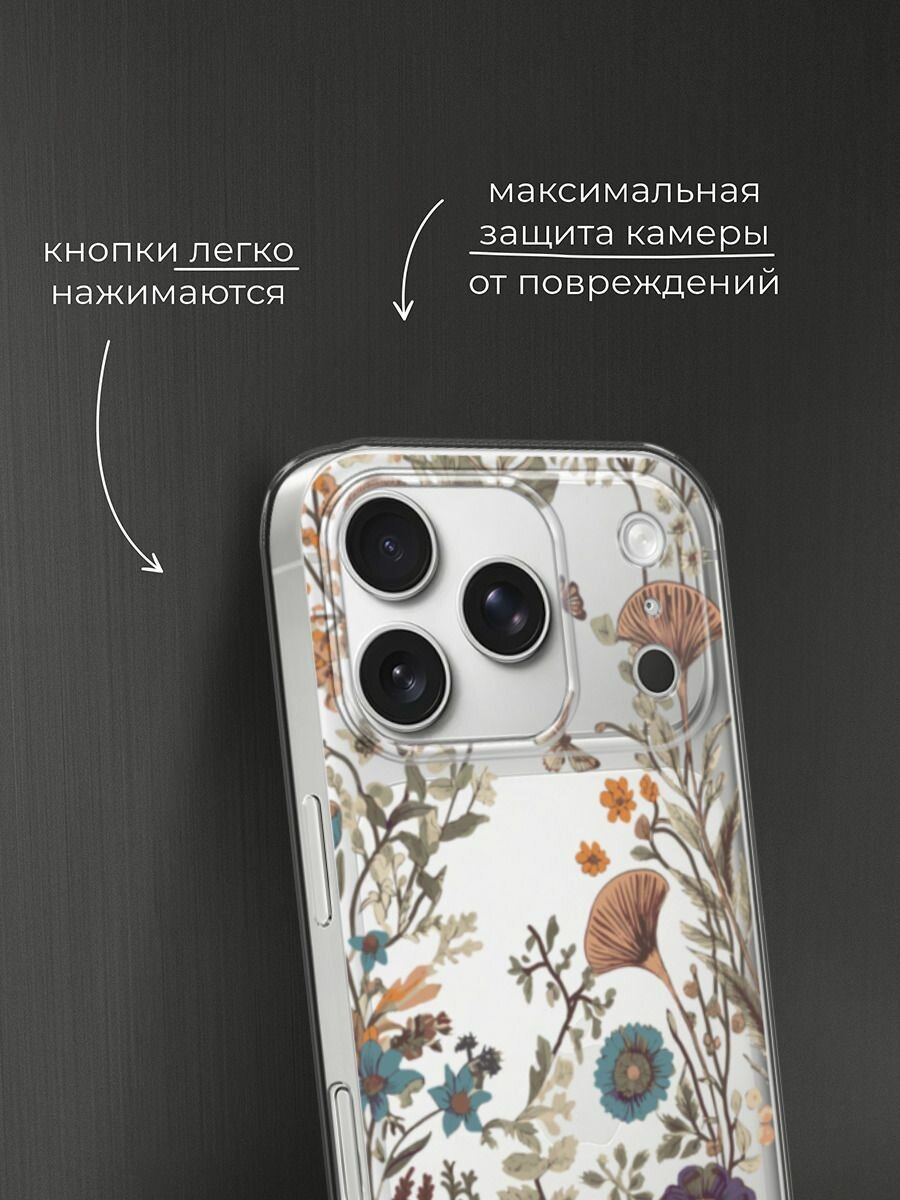 Чехол на Apple iPhone 17 Pro / Айфон 17 Про с принтом Сухоцветы и бабочка — фото 1