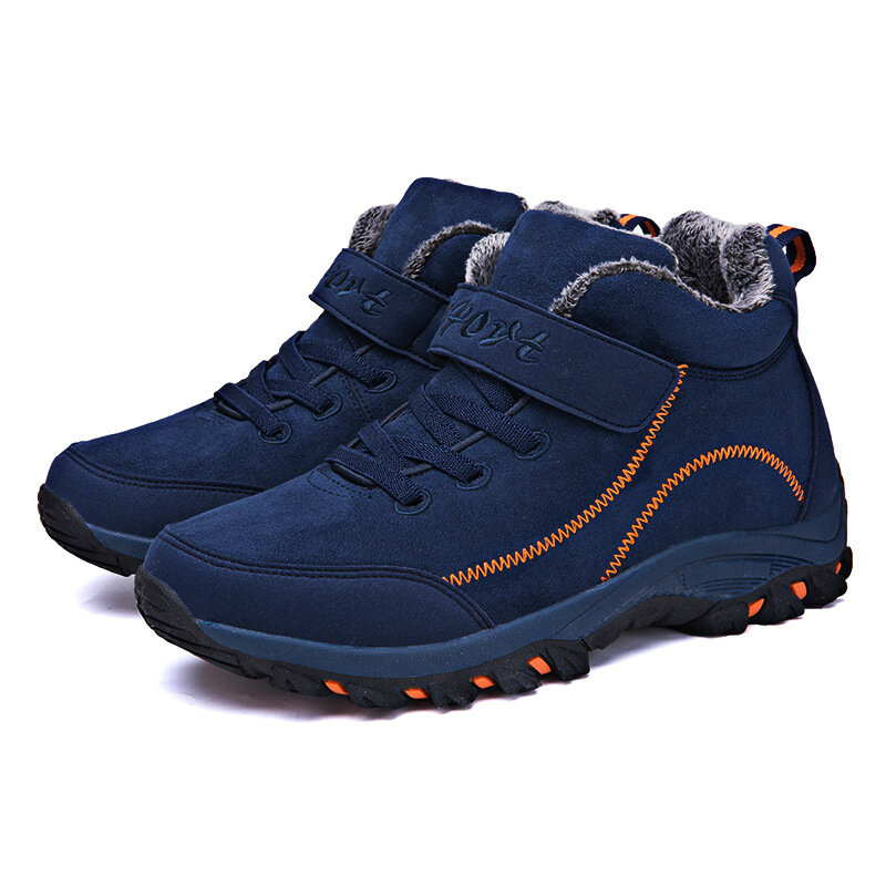 Осенне-зимние зимние сапоги больших размеров для мужчин и женщин, высокие прогулочные ботинки, хлопковые туфли на флисовой подкладке, хлопковые туфли для пар.