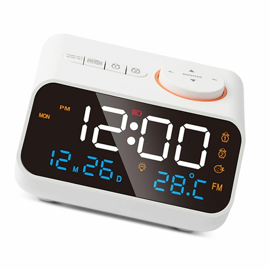 Радиочасы с будильником и USB-зарядкой, Белый