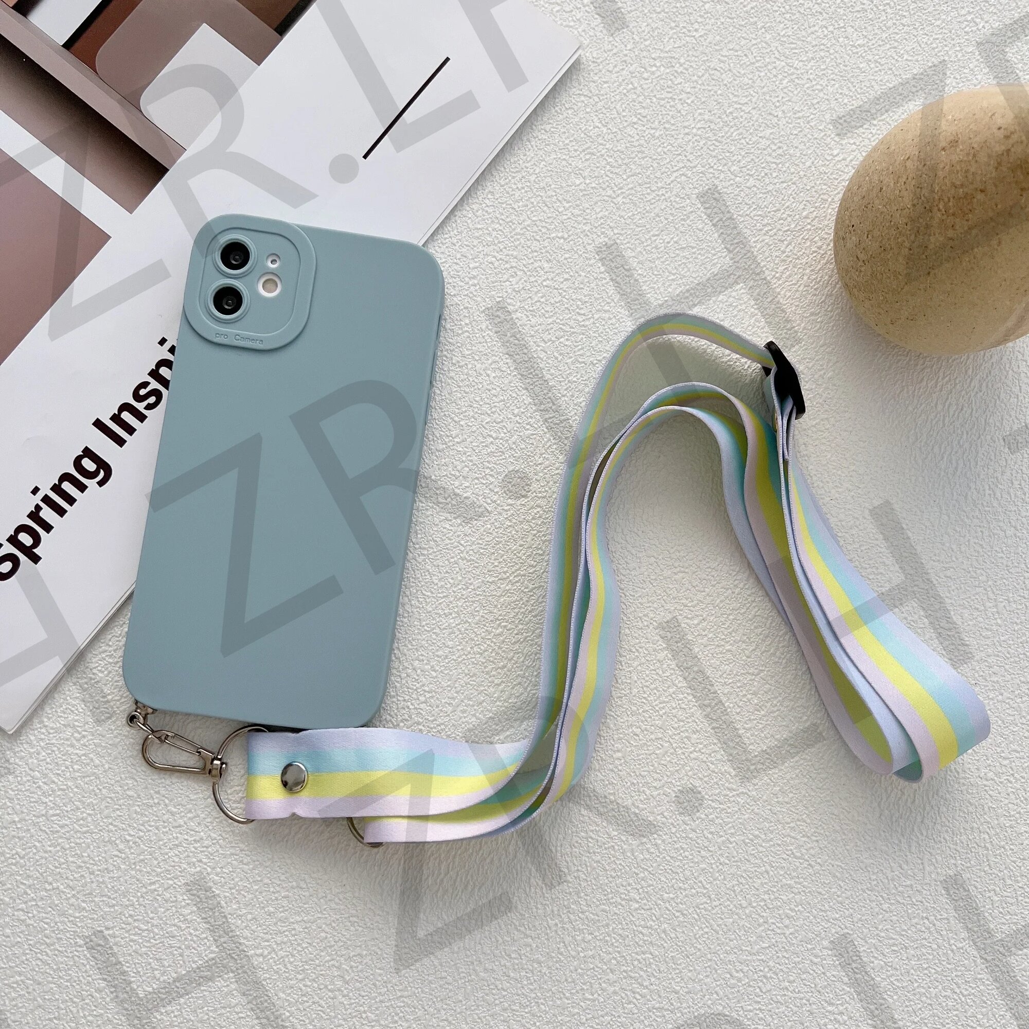 Чехол для телефона с ожерельем и ремешком через плечо для iPhone 16/15/14/13/12/11 gray, iPhone 11