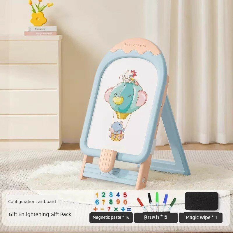 Синяя доска с изображением мороженого для детей, магнитная легко стираемая поверхность с подставкой, 12x10 дюймов,