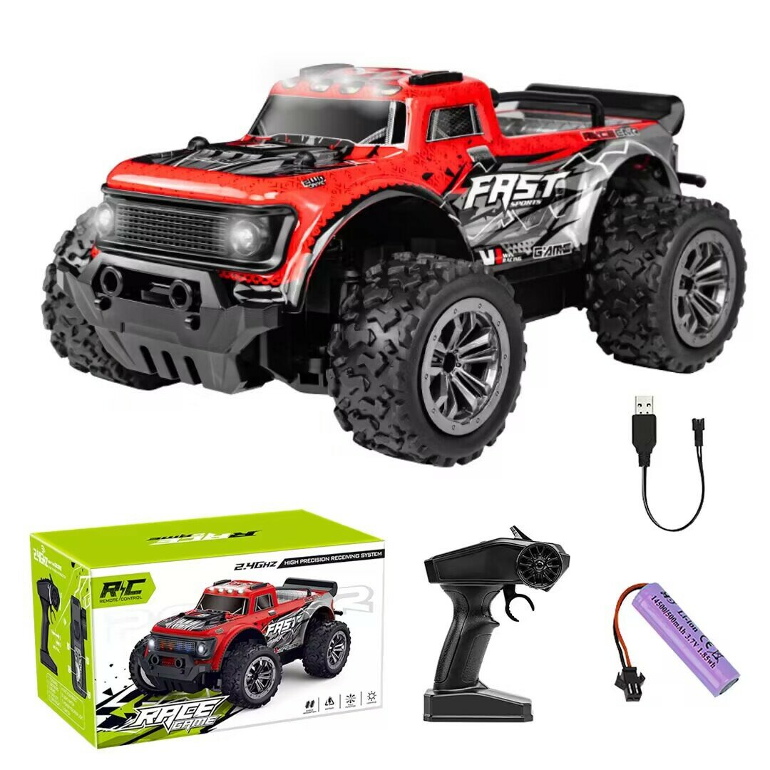 RC машинки дистанционного управления грузовик, радиоуправляемая машина 1:16 для мальчиков, 2.4GHz управляемая 4WD высокоскоростная RC машина для взрослых и детей, игрушки подарки для мальчиков, USB зарядка, 3.7V 14500 батарея 500mA, 18km/h, длина