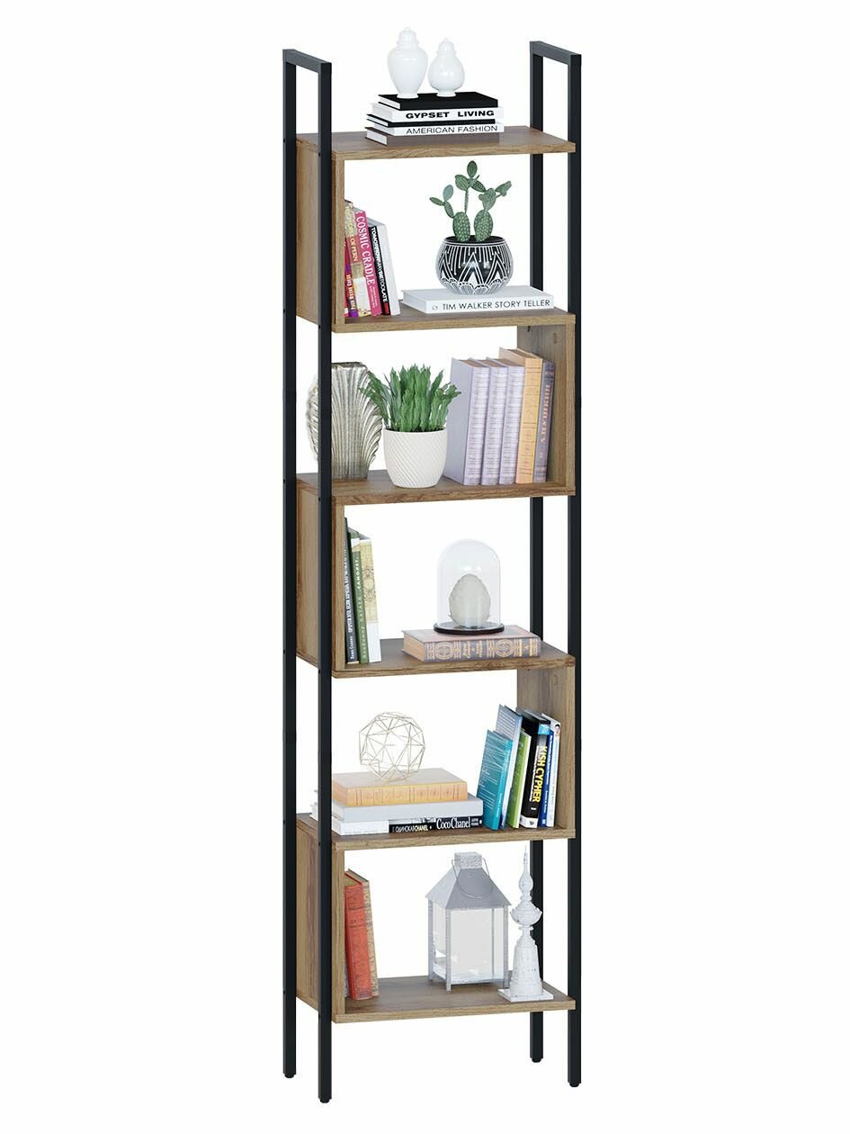 Стеллаж Хемнас, прямой, открытый, 48.6х29.6х185 см, Дуб Делано