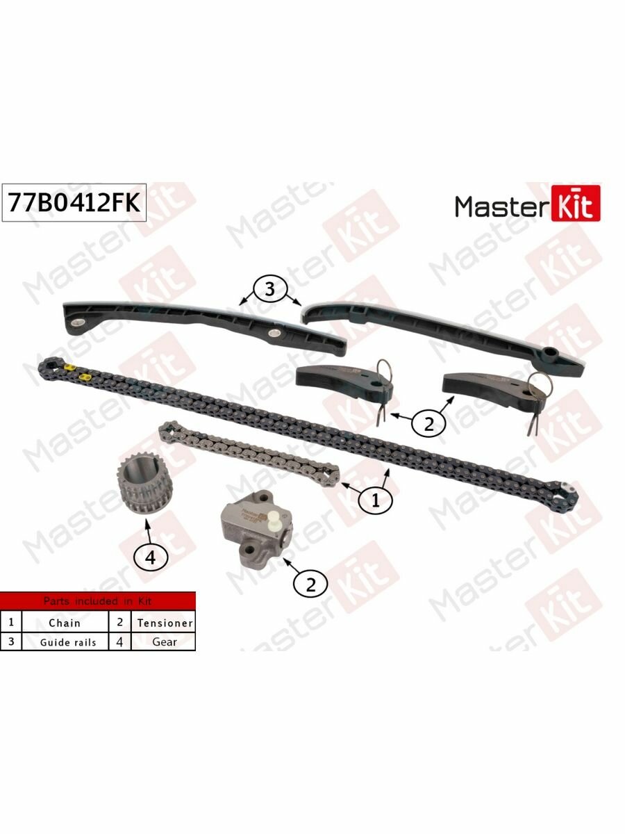 Комплект цепи ГРМ MASTERKIT 77B0412FK для а/м RENAULT Megane, MERCEDES-BENZ A-Class / Рено Меган, Мерседес А-класс