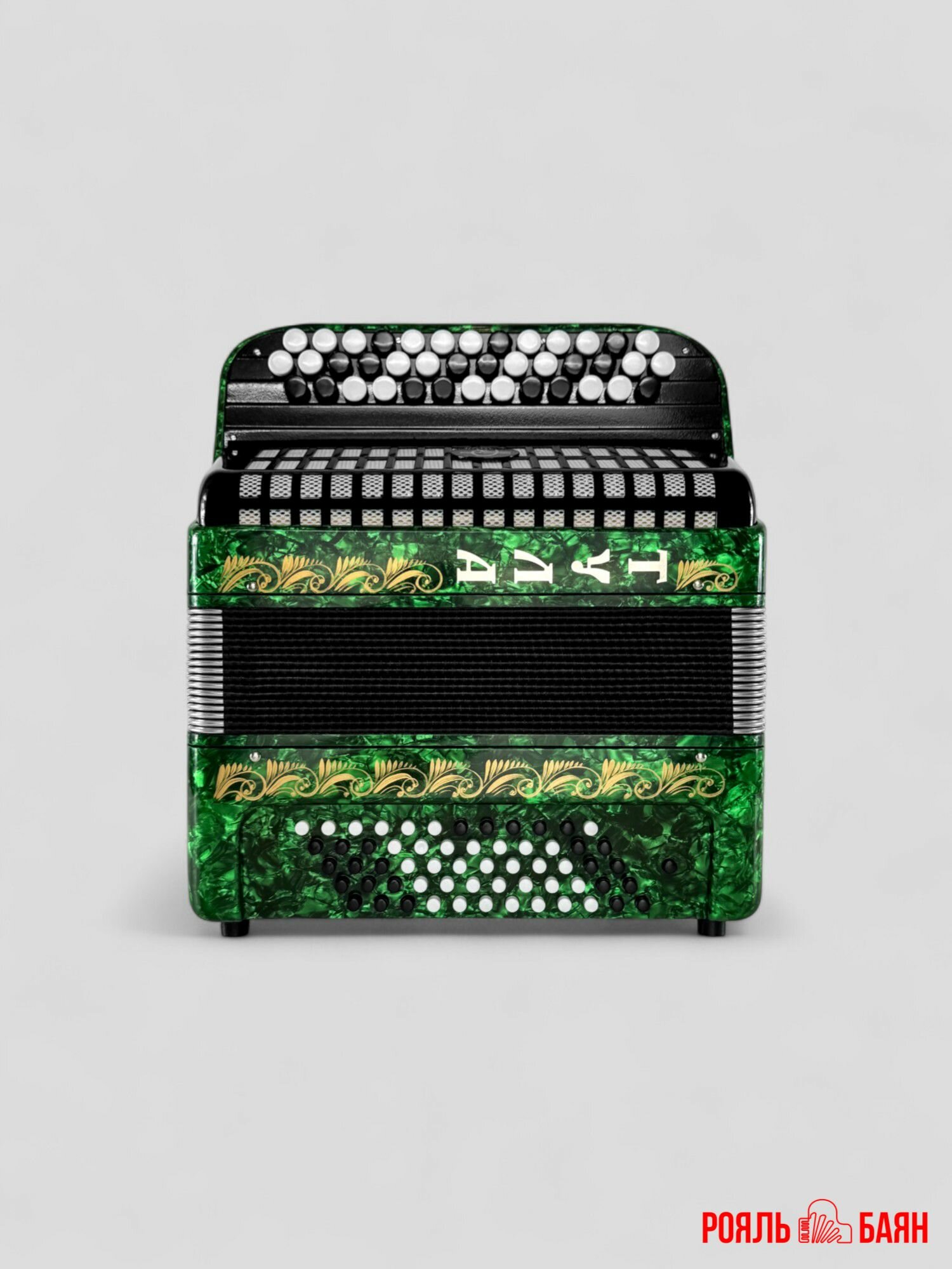 Баян БН-42 ученический, двухголосный, тула 40Х60-II, зеленый