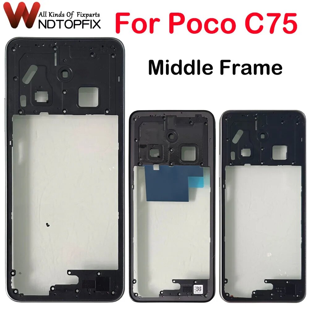 Для Xiaomi Poco C75 2410FPCC5G, средняя рамка, передняя панель, лицевая панель, рамка с боковой кнопкой, запасные части для ремонта